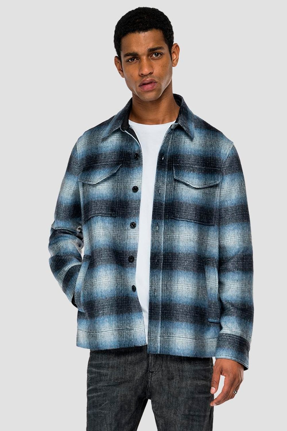 Replay | Checked Overshirt Blue | Intro – INTRO